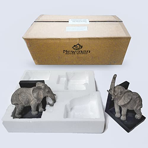 Decorative-Bookends Elephant Book-Ends Heavy Duty - Book Stoppers for Home Office School 5.34 LBS 11.8 * 7.9 * 9.8 Inch Newman House Studio