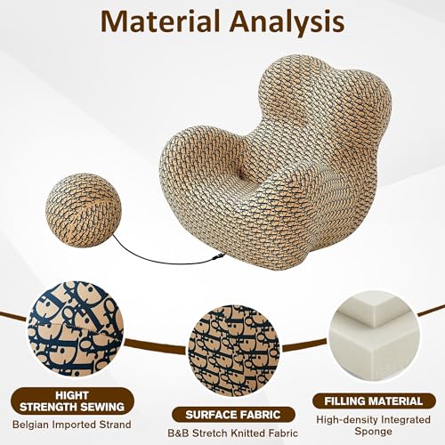 Tosaronia Modern Lazy Sofa Fireside Chair Floor Sofa B&B Italia Minimalist High-Density Foam Floor Couch Upholstered Lazy Couch Bubble Couch for Living Room Bedroom Brown