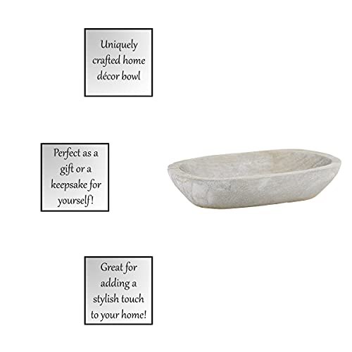 Santa Barbara Design Studio Table Sugar Hand Carved Paulownia Wood Dough Bowl, Small, Grey