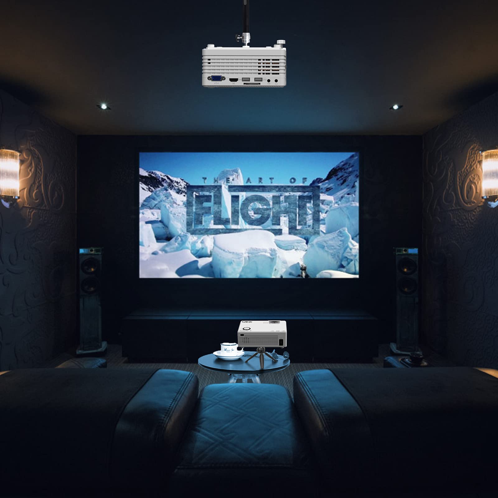 MOSECO 2022 Upgraded 7500Lumens Mini Projector, Full HD 1080P & 200" Display Supported, Portable Movie Projector Compatible with Phone, TV Stick, PS4, HDMI, AV, Dual USB [Tripod Included]