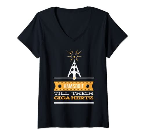 Womens Pride Ham Radio Operator Hams Do It Till There Gigahertz V-Neck T-Shirt