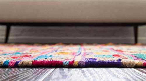 Unique Loom Chindi Trellis Collection Southwestern, Geometric, Modern, Bright Colors Area Rug (5' 0 x 8' 0 Rectangular, Multi/Beige)