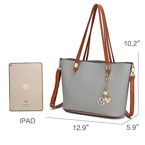 MKF 2-PC Set, Tote Handbag for Women, Satchel Pouch β PU Leather Purse β Crossbody Shoulder Bag Lady Pocketbook Red