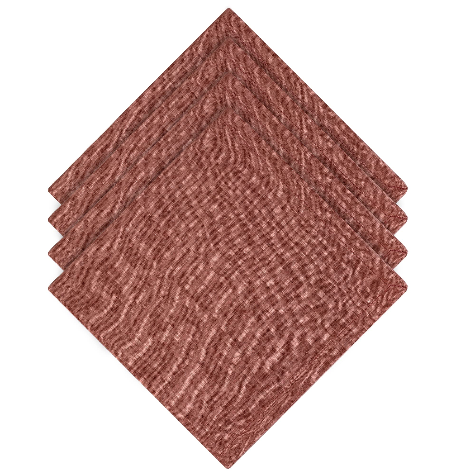 Sunday Path 100% Pure French Linen Dinner Napkins, Set of 4, 18" x 18", Reusable & Machine Washable, Natural Flax Cloth Napkin, Handmade with Mitered Corners, Gift Choice | Brick Red