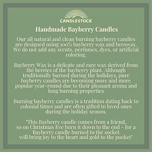 Candlestock Real Bayberry Tea Light Candle Pack - Pure Bayberry and Pure Beeswax Blend - Pack of 6 Natural Bayberry Tea Light Candles - Unscented Pure Bayberry