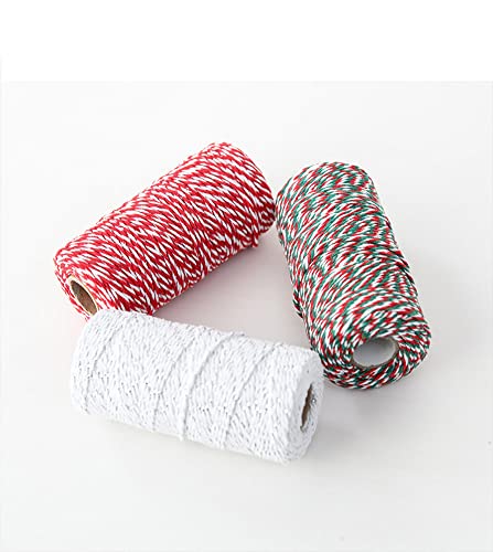 Twine String,328 Feet Christmas Twines White Gold Rope Bakers String Rope Craft Making Knitting Butchers Twine DIY packing, room decoration(White and gold)