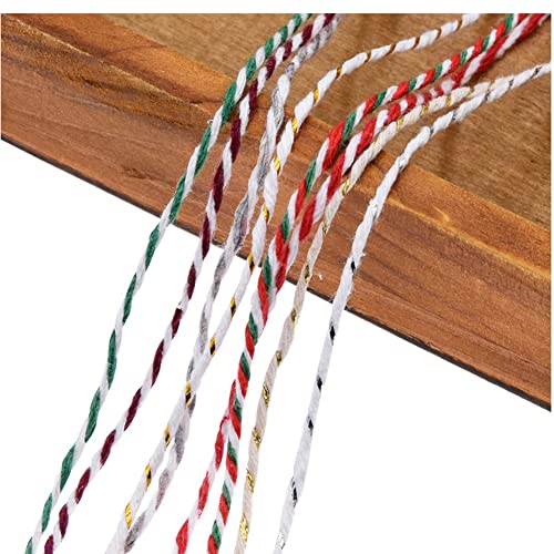 Twine String,328 Feet Christmas Twines White Gold Rope Bakers String Rope Craft Making Knitting Butchers Twine DIY packing, room decoration(White and gold)
