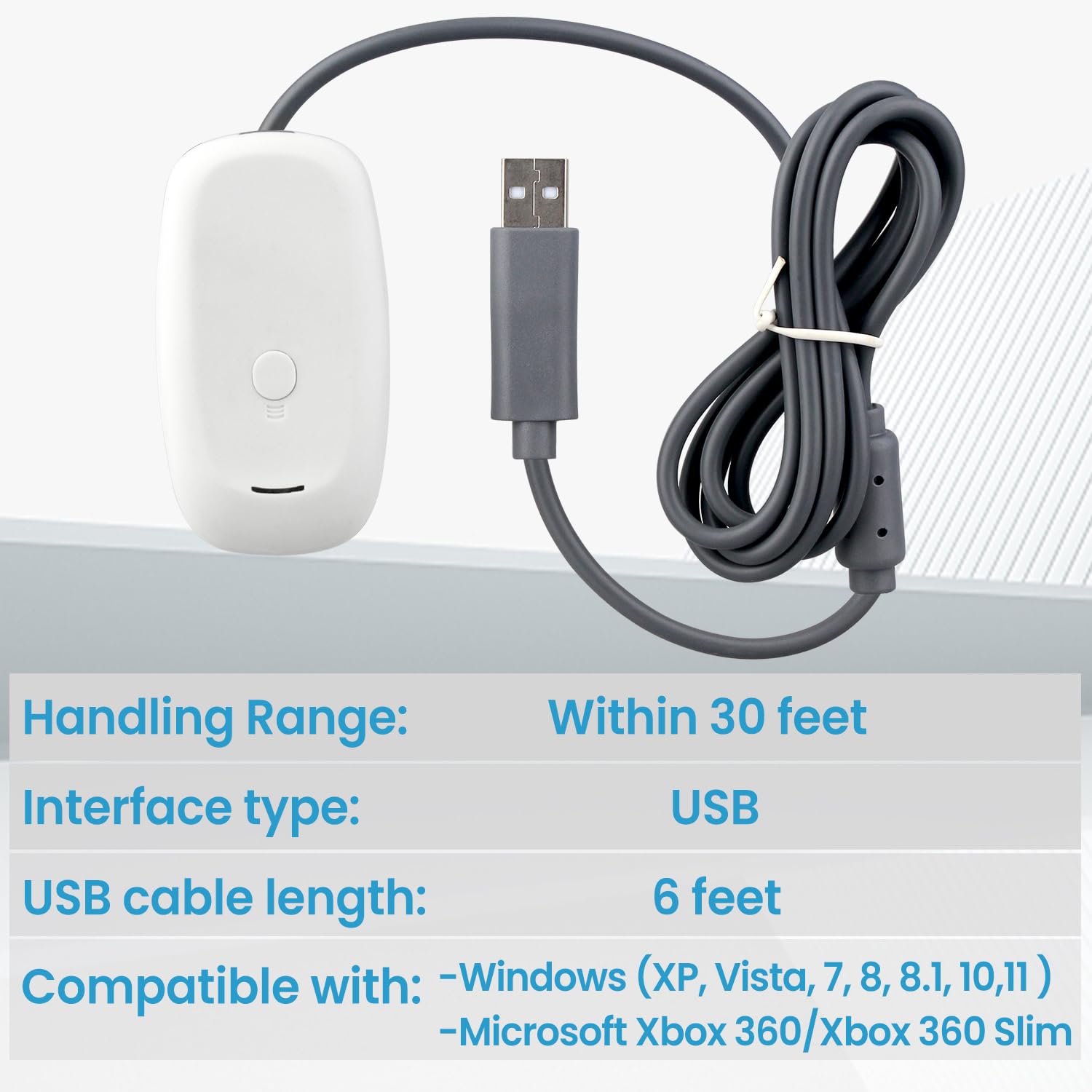 OSTENT USB Wireless Controller PC Laptop Computer Receiver for Microsoft Xbox 360 Slim Game Color White