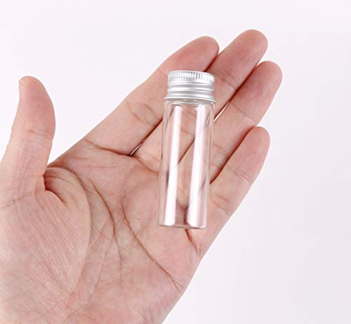 MaxMau 24 Tiny Jars with Aluminum Screw Lids 15ml Small Glass Bottles Clear Mini Vials Metal Caps Top Sample Message Bottle Jewelry Beads Herbs Storing Wedding Favors DIY Decorations