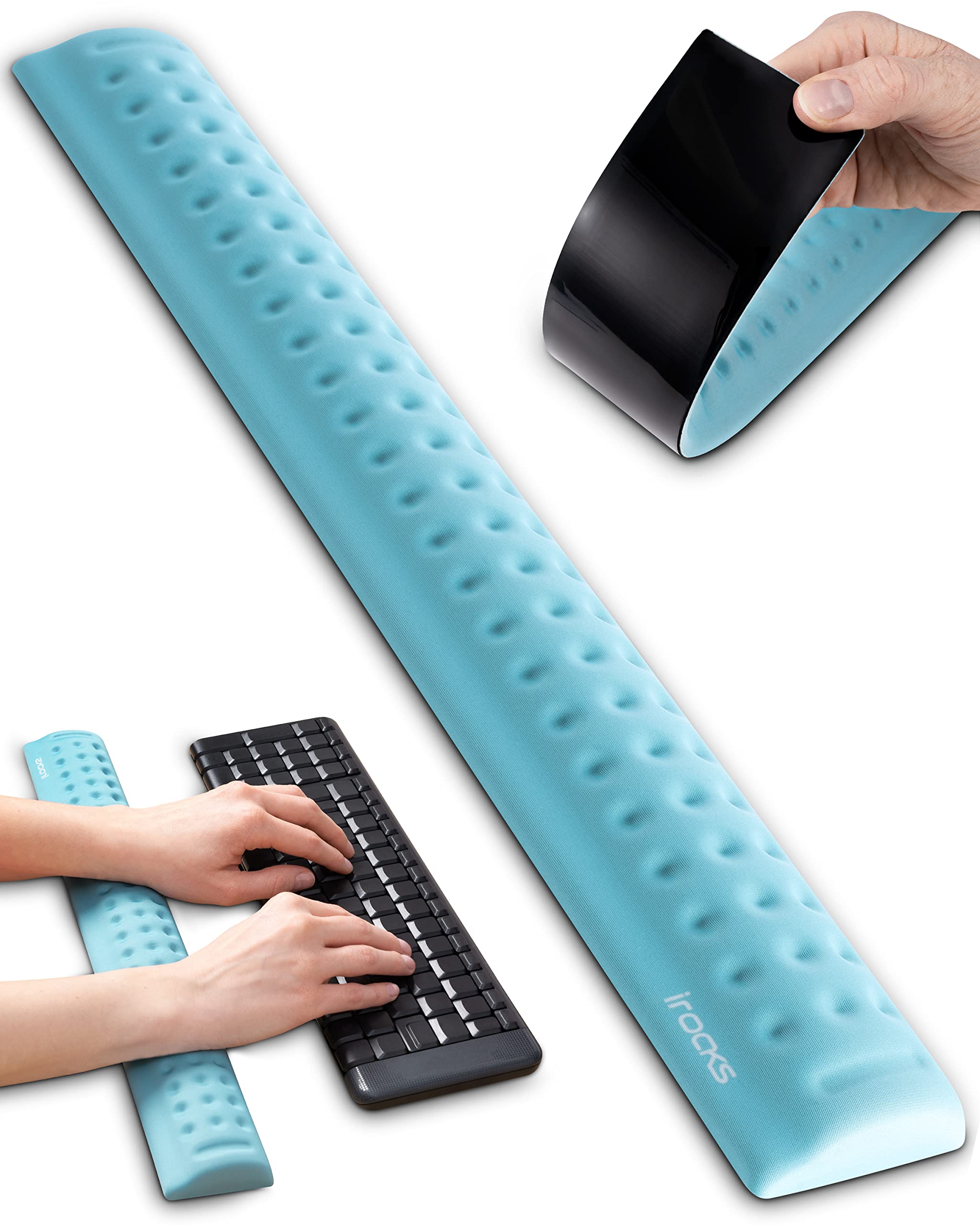 i-Rocks IRC41 Ergonomic Keyboard Memory Foam Wrist Rest Pad with Anti-Slip Base; Provides Cushioned Support and Pain Relief for Office, Gaming, Computer, Laptop, and Typing. (Black)