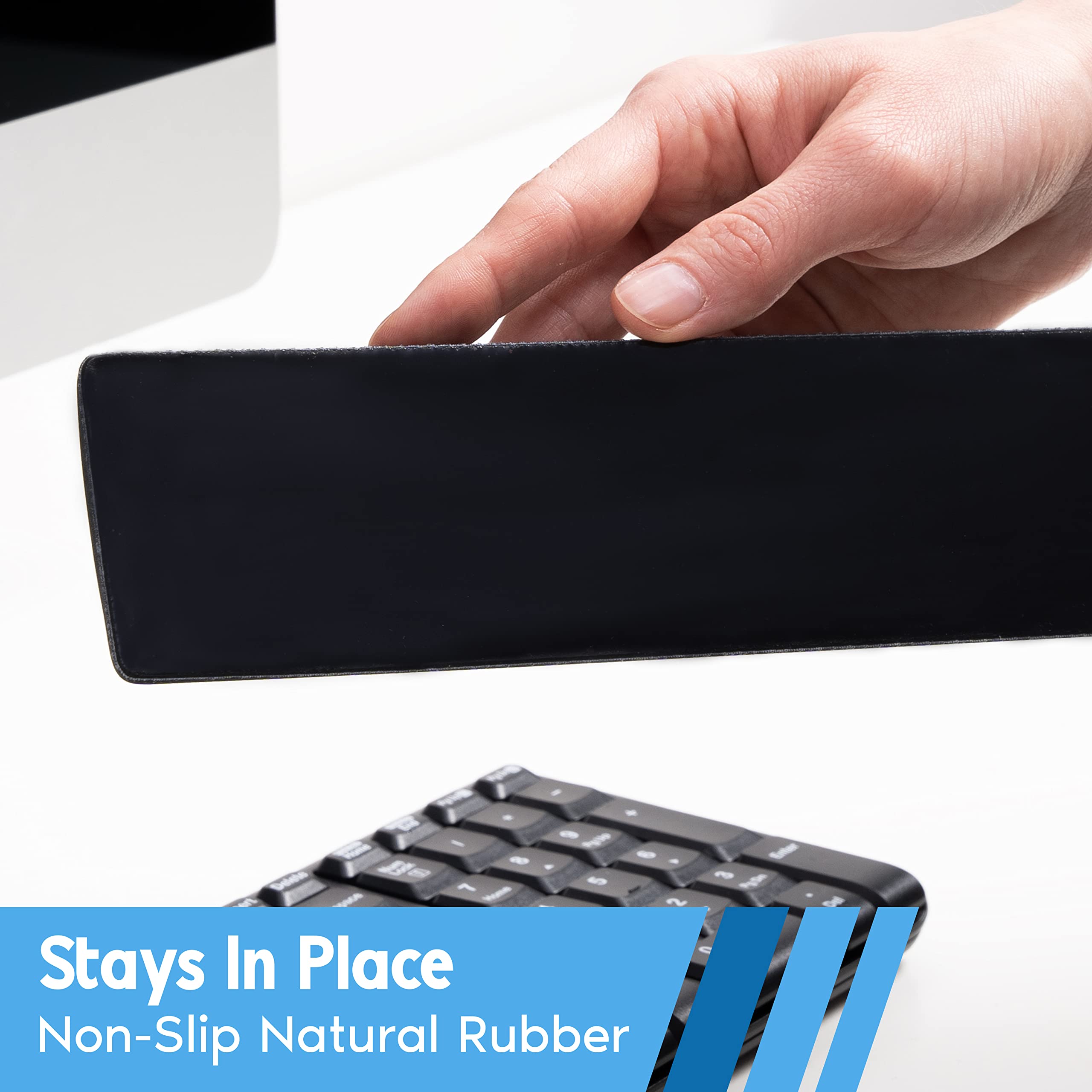 i-Rocks IRC41 Ergonomic Keyboard Memory Foam Wrist Rest Pad with Anti-Slip Base; Provides Cushioned Support and Pain Relief for Office, Gaming, Computer, Laptop, and Typing. (Black)