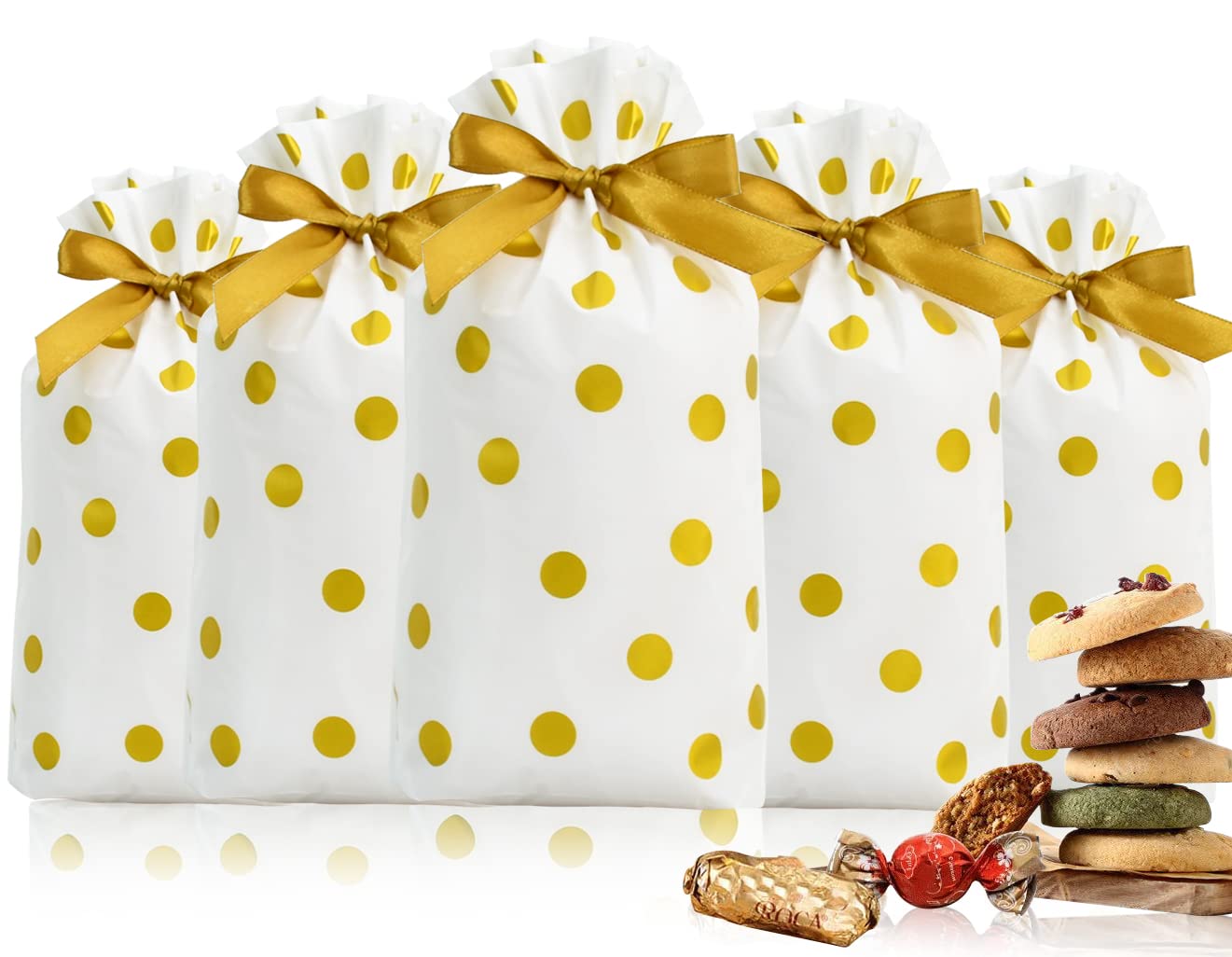 BEISHIDA 50pcs Small Drawstring Gift Bags Candy Bag Goody Bag Food Storage Bags Gift Wrapping Package Drawstring Bags Party Favor for Baby Shower