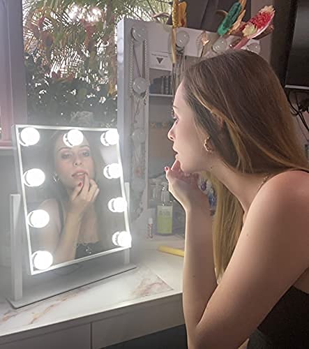 NUSVAN Vanity Mirror with Lights,Makeup Mirror with Lights,3 Color Lighting Modes Detachable 10X Magnification Mirror Touch Control,360°Rotation