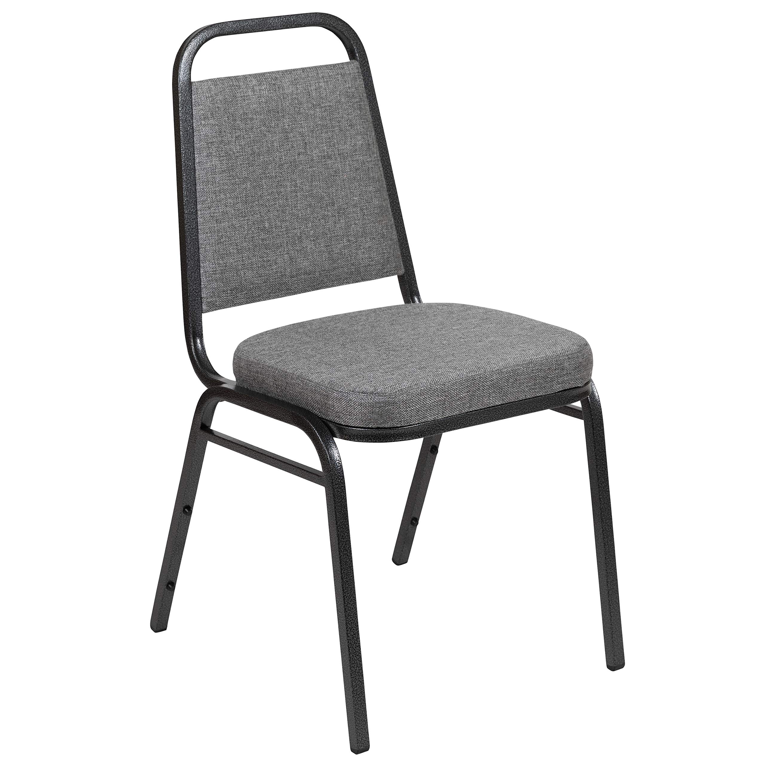 Flash Furniture HERCULES Series Trapezoidal Back Stacking Banquet Chair with 2.5" Thick Seat in Gray Fabric - Silver Vein Frame