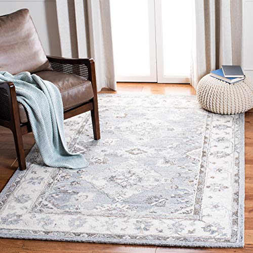 SAFAVIEH Suzani Collection 3' x 5' Grey/Ivory SZN331A Handmade Boho Premium Wool Area Rug