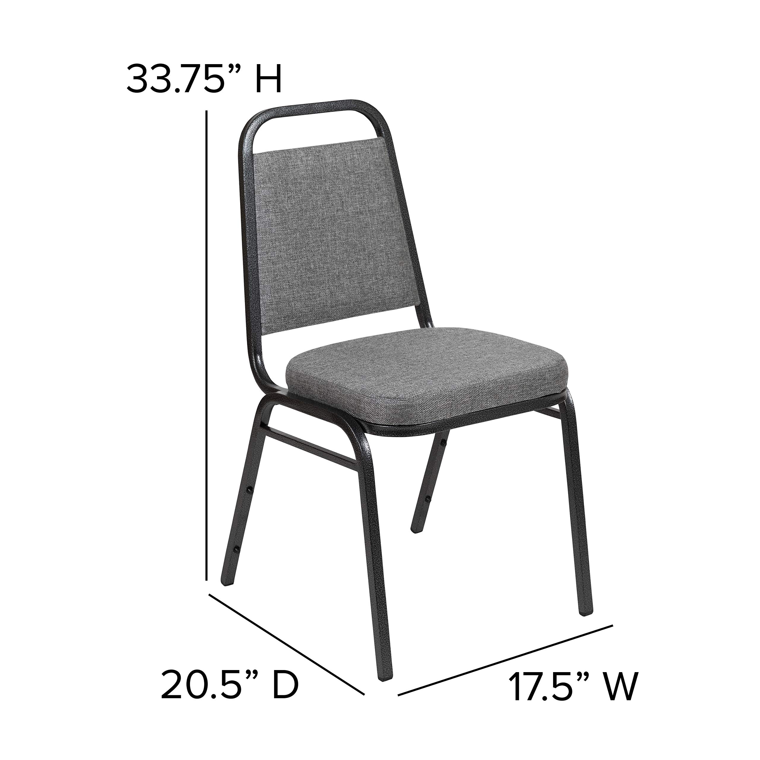 Flash Furniture HERCULES Series Trapezoidal Back Stacking Banquet Chair with 2.5" Thick Seat in Gray Fabric - Silver Vein Frame
