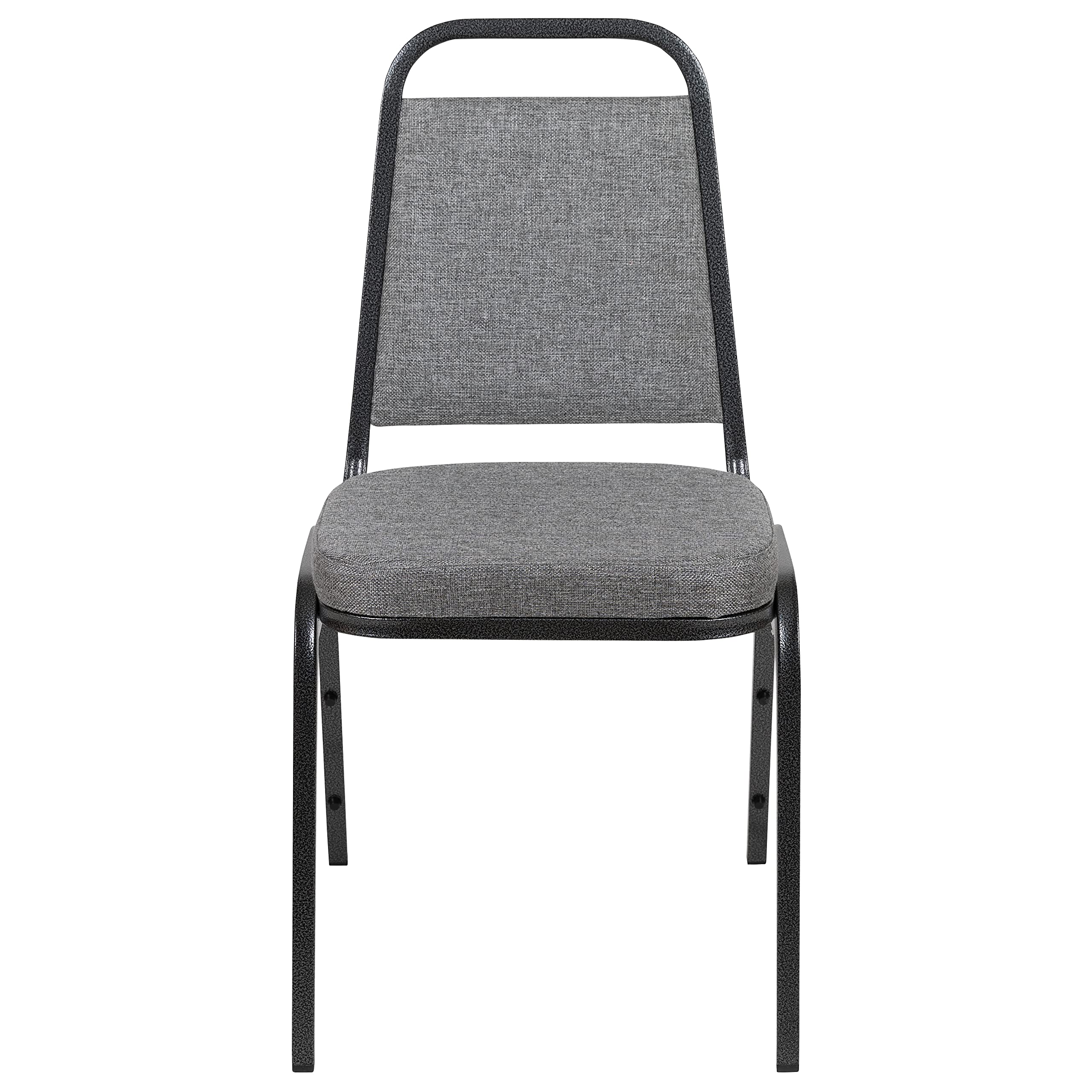 Flash Furniture HERCULES Series Trapezoidal Back Stacking Banquet Chair with 2.5" Thick Seat in Gray Fabric - Silver Vein Frame