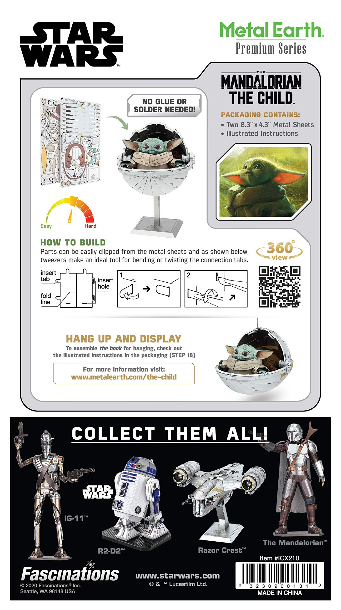 Metal Earth Premium Series Star Wars Mandalorian The Child 3D Metal Model Kit Fascinations