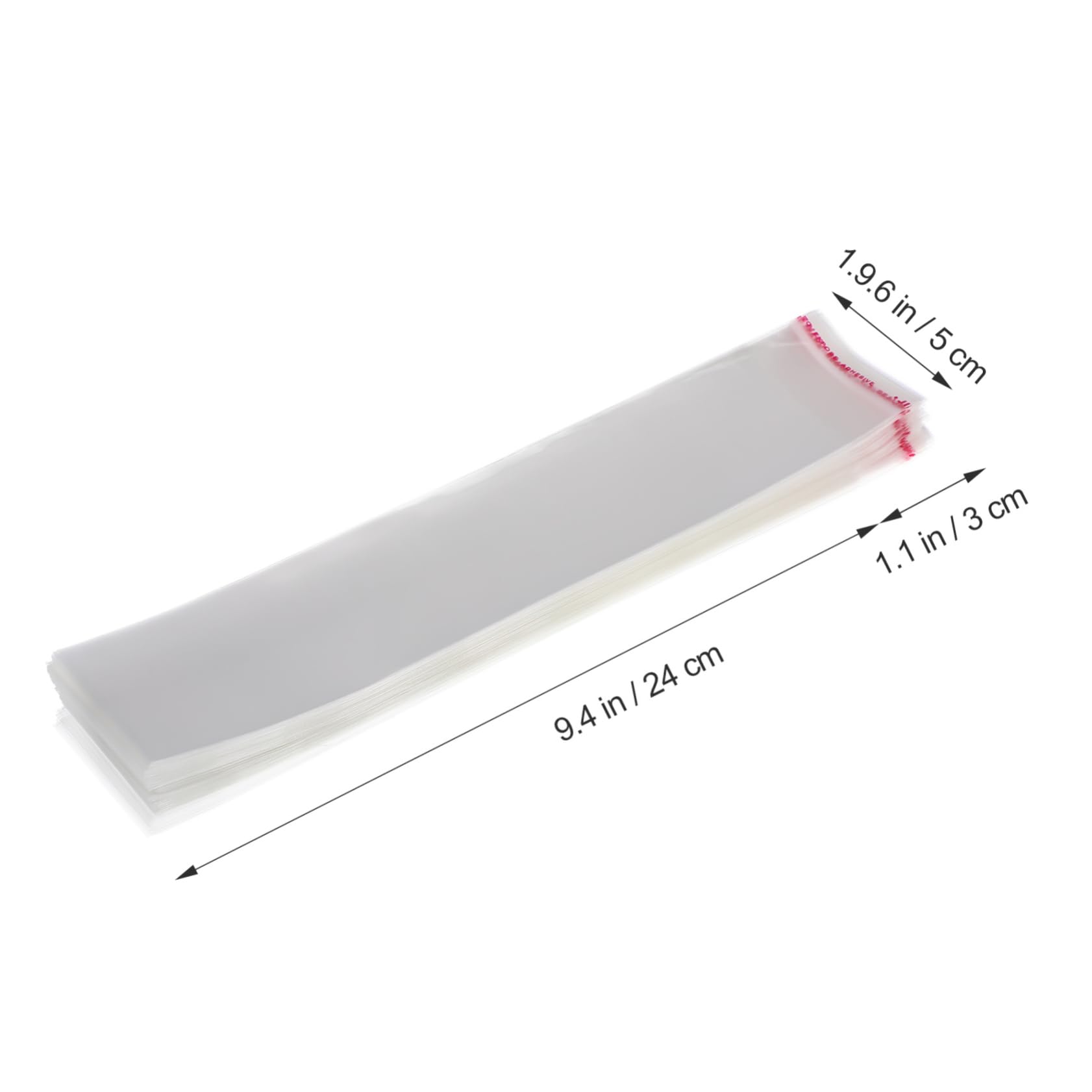VORCOOL 200pcs Clear Long Cello Bags Self Sealing Thick OPP Adhesive Bags for Bakery Cookies Christmas Halloween Party Decorative Gift(5x27cm)