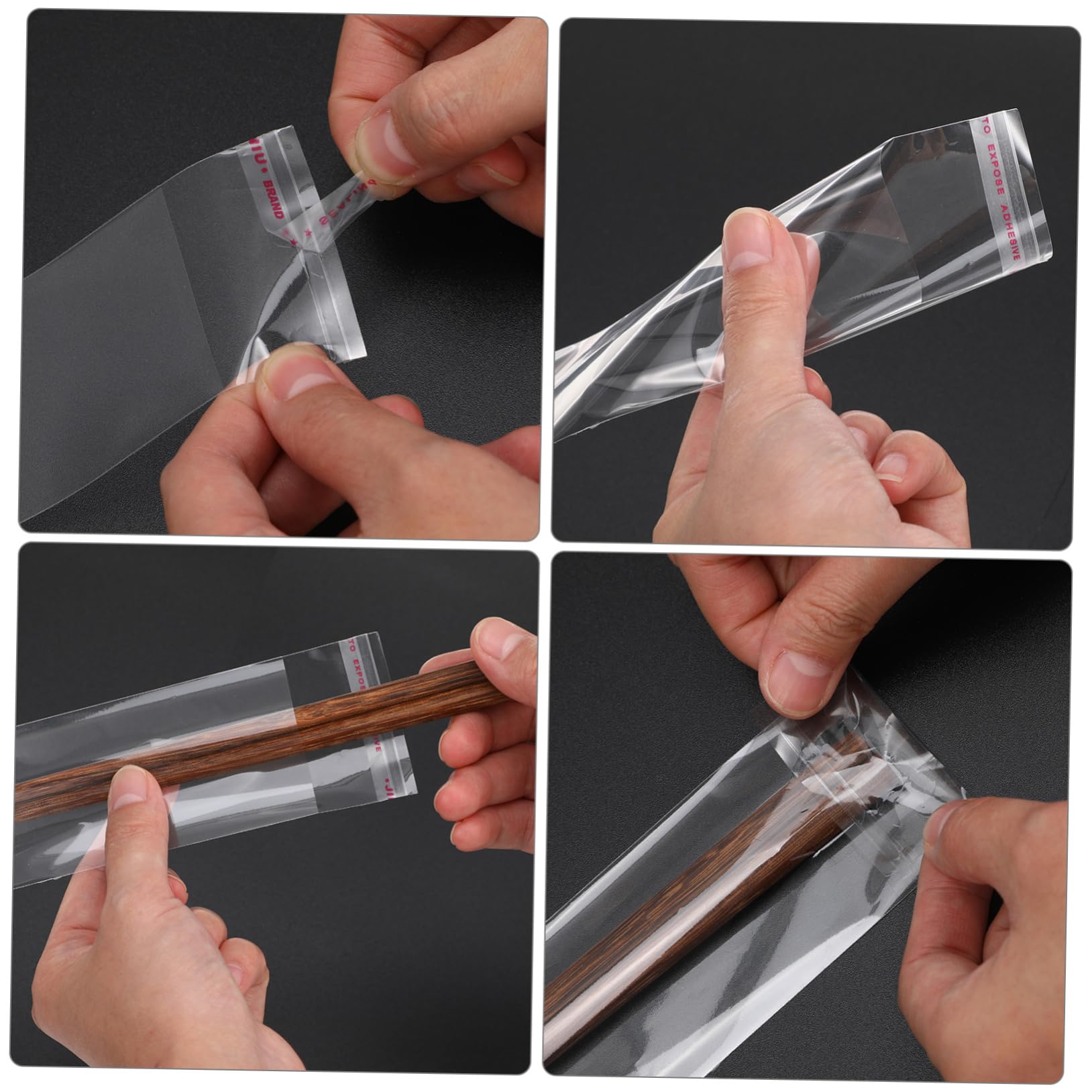VORCOOL 200pcs Clear Long Cello Bags Self Sealing Thick OPP Adhesive Bags for Bakery Cookies Christmas Halloween Party Decorative Gift(5x27cm)