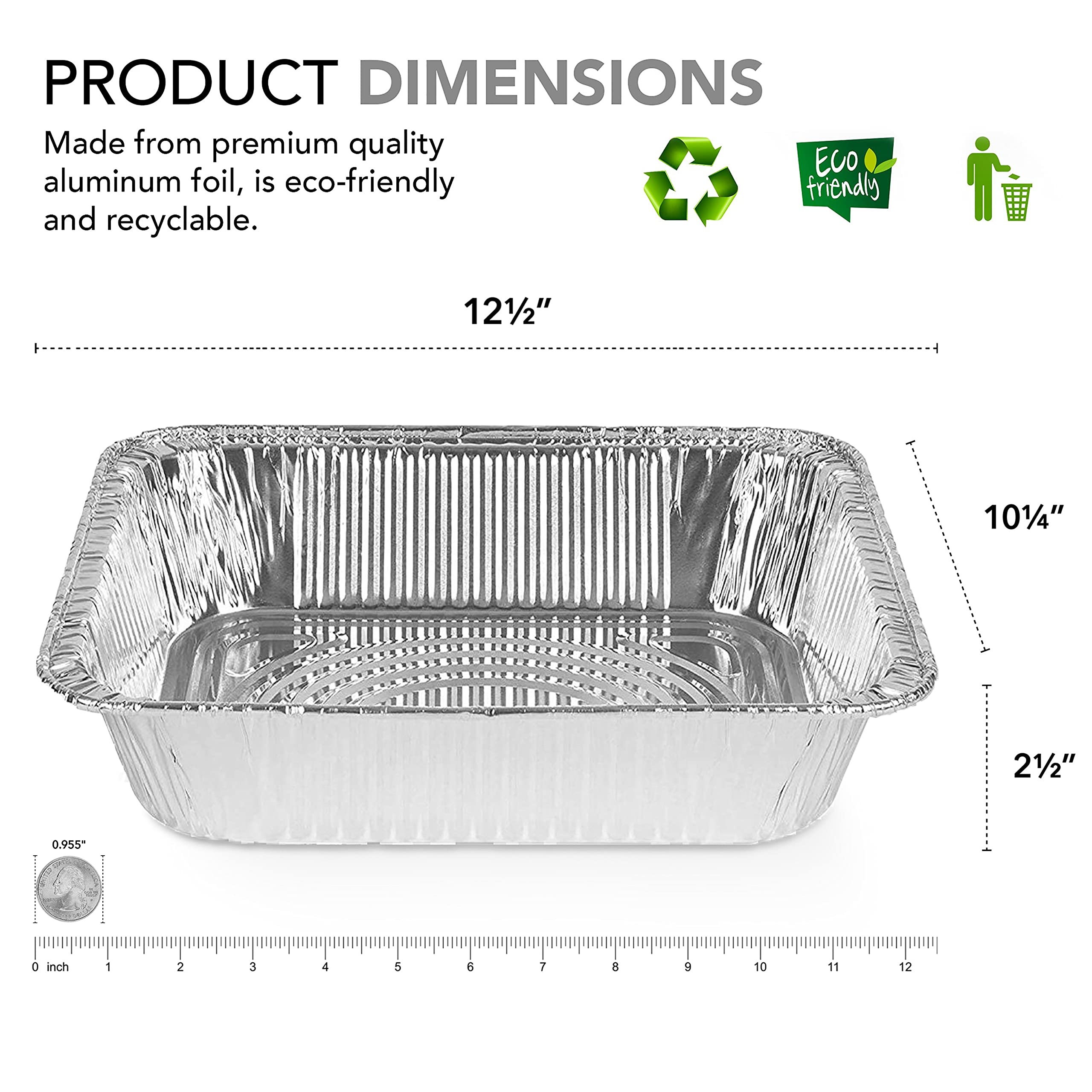 Aluminum Pans 9x13 Disposable Foil Pans (30 Pack) - Half Size Steam Table Deep Pans - Tin Foil Pans Great for Cooking, Heating, Storing, Prepping Food