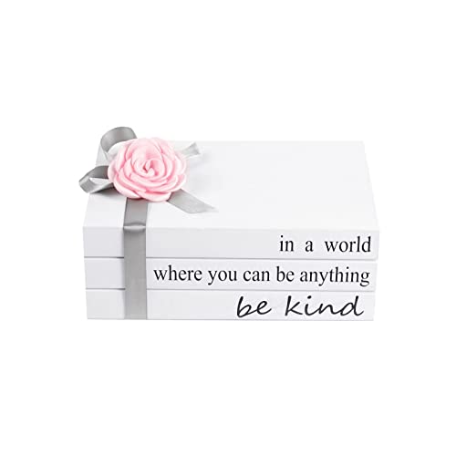 Be Kind Home Decor - Set of 3 White Books for Stacking and Staging on Shelves and in Rooms