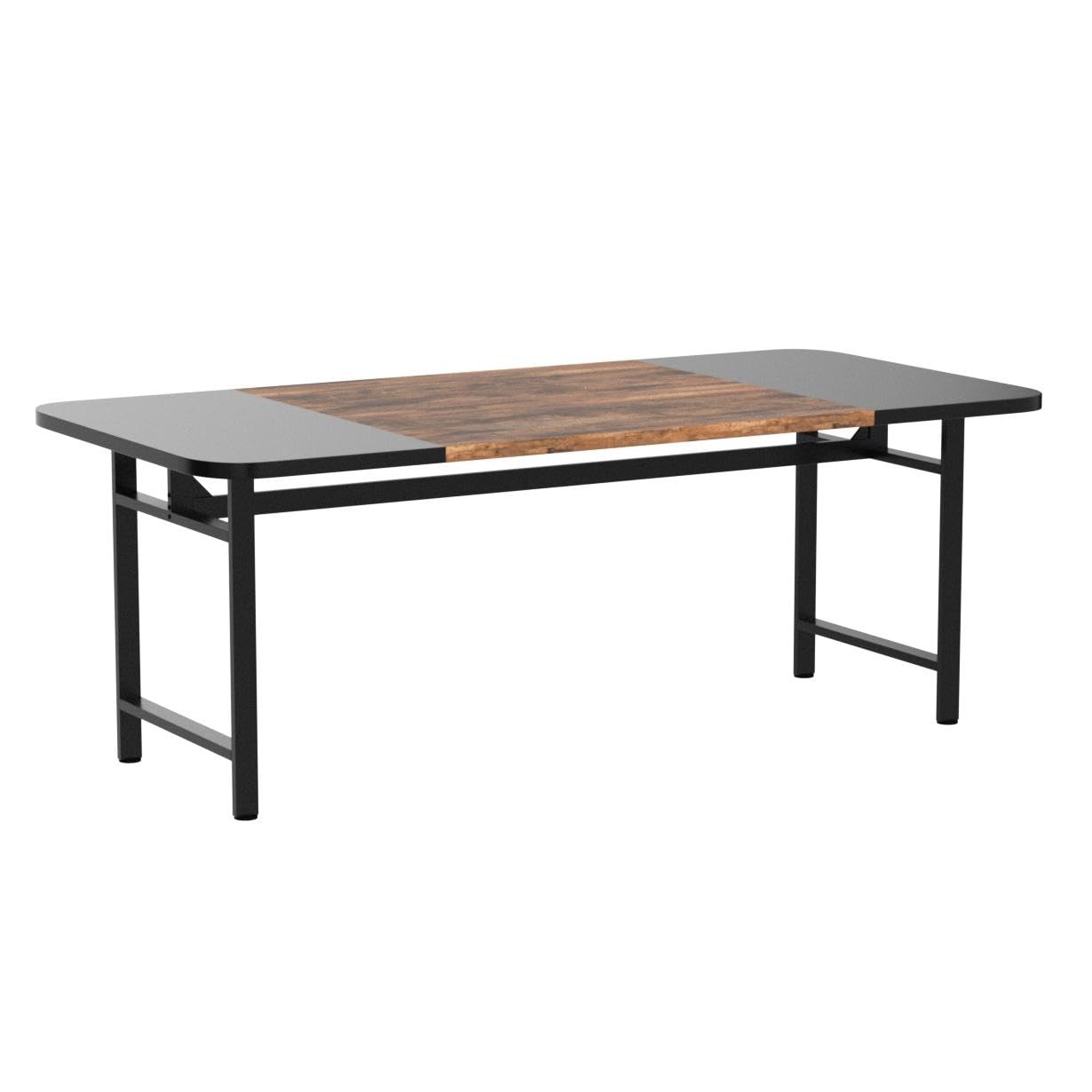 Tribesigns 6FT Conference Table, 70.8" W x 35.43" D Meeting Room Table Boardroom Desk for Office Conference Room, Splicing Board with Heavy Duty Metal Frame, Rustic Brown/Black
