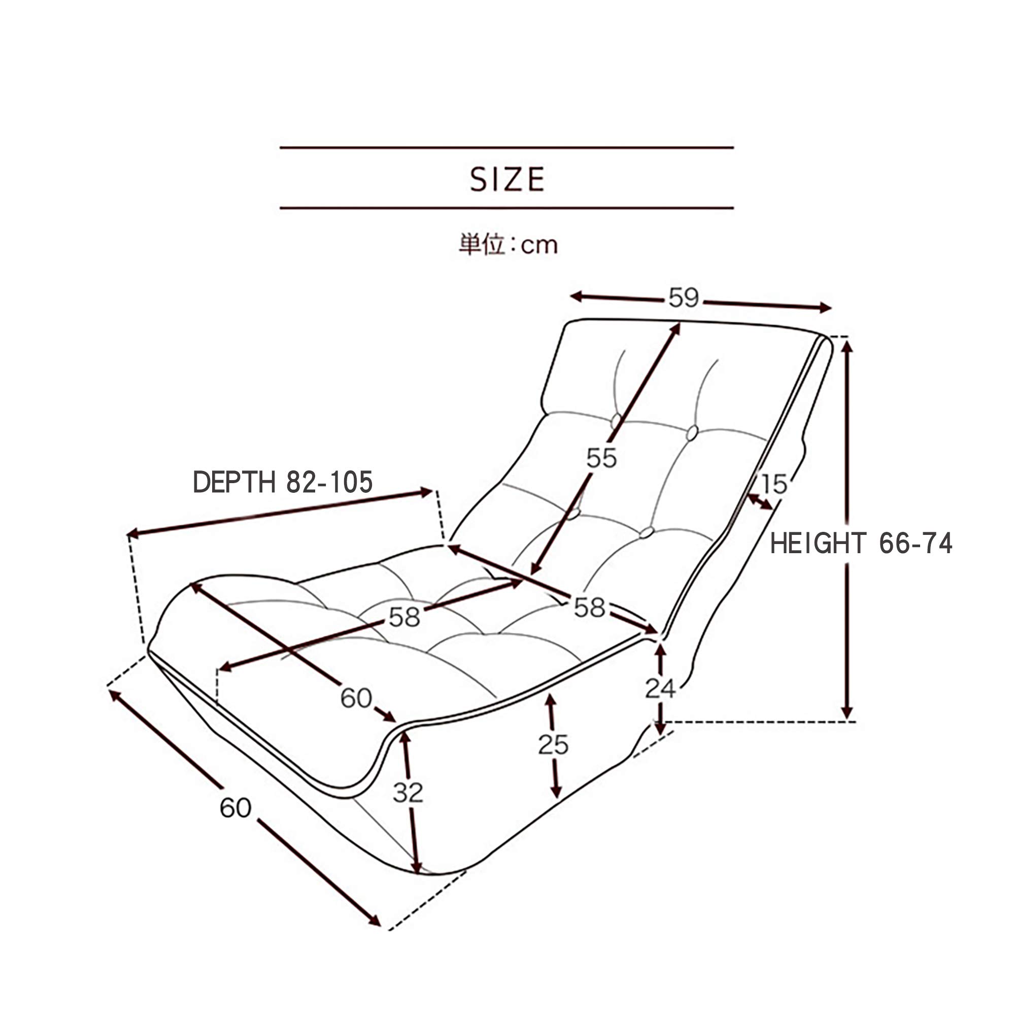 FIQHOME Lounge, Single, 3 Angles Adjustable Floor, Folding Japanese Lazy Sofa Tatami Balcony Reclining Chair for Living Room,Navy