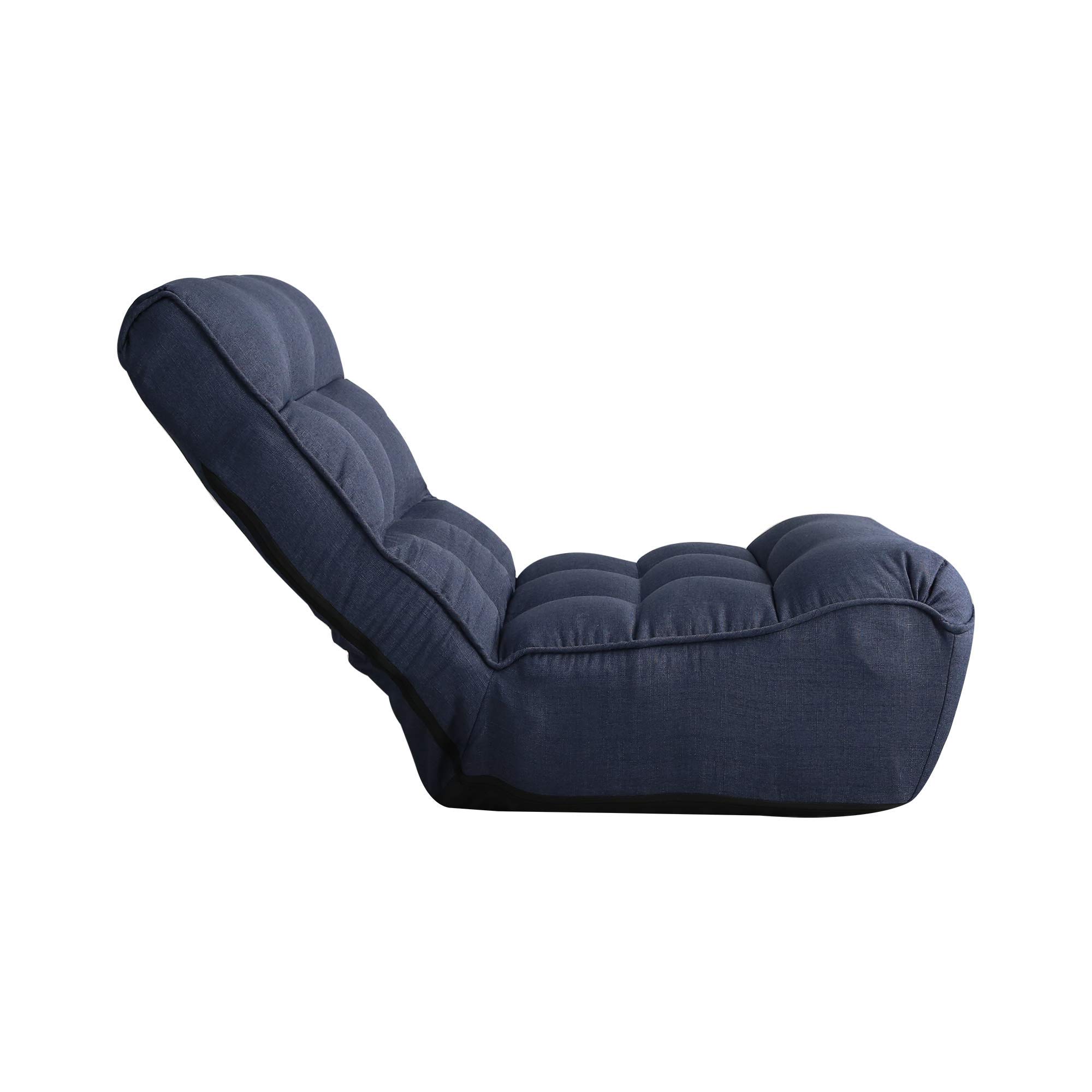 FIQHOME Lounge, Single, 3 Angles Adjustable Floor, Folding Japanese Lazy Sofa Tatami Balcony Reclining Chair for Living Room,Navy