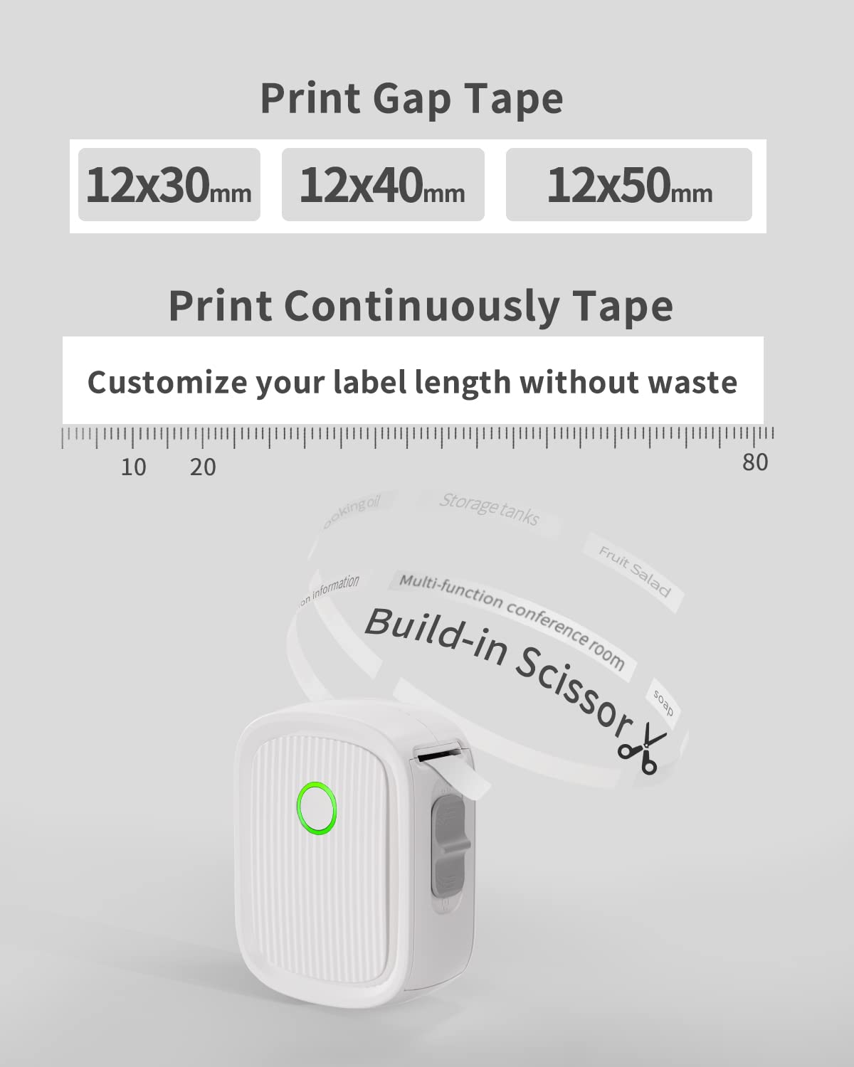 JADENS Label Maker Machine with Tape, Mini Bluetooth Label Printer, Thermal Labeler, Multiple Templates Available for Smartphone, Easy to Use for Office Home Organization USB Rechargeable