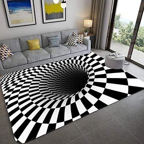 LHGBGBLN Black and White Lattice 3D Carpet Non-Slip Floor mat Restaurant Living Room Soft Children Bedroom mat Carpet Door mat