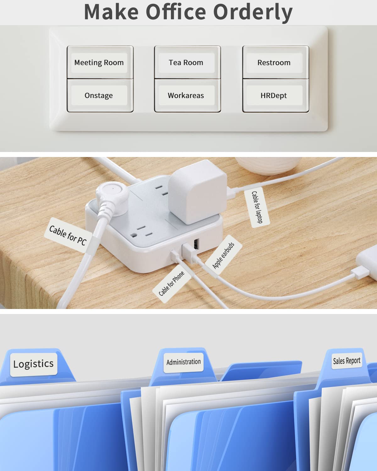 JADENS Label Maker Machine with Tape, Mini Bluetooth Label Printer, Thermal Labeler, Multiple Templates Available for Smartphone, Easy to Use for Office Home Organization USB Rechargeable