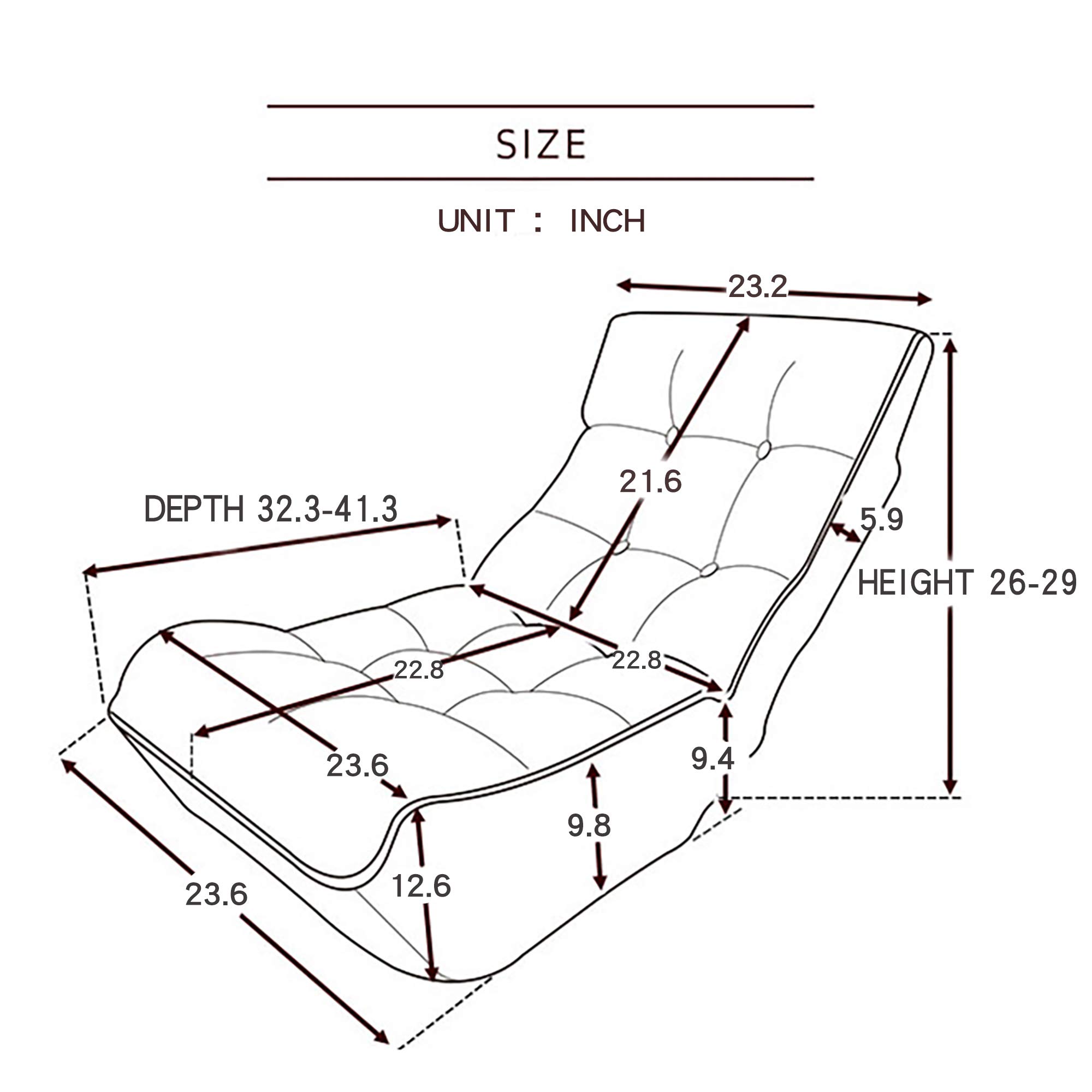 FIQHOME Lounge, Single, 3 Angles Adjustable Floor, Folding Japanese Lazy Sofa Tatami Balcony Reclining Chair for Living Room,White