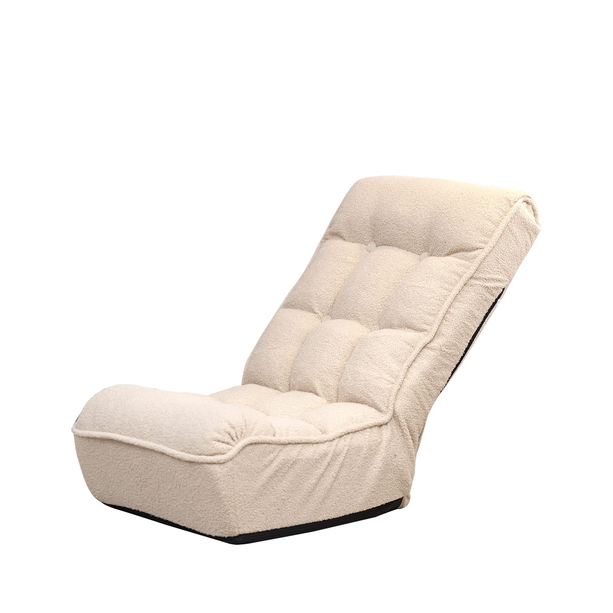 FIQHOME Lounge, Single, 3 Angles Adjustable Floor, Folding Japanese Lazy Sofa Tatami Balcony Reclining Chair for Living Room,White