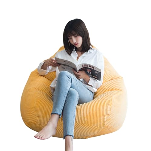 DAUTAI Soft Corduroy Stuffable Bean Bag, Fluffy Lazy Sofa for Adult Teen, High Skin-Friendly Softness Thick Texture, Pets Dogs/Cats Room Furniture (No Filler),Yellow,XL