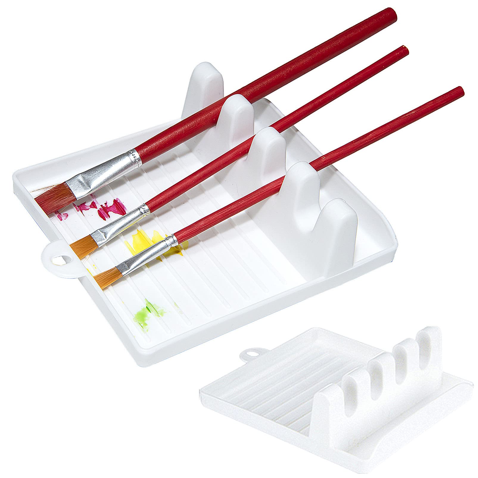 RAYYXP 2 Pcs Paint Brush Holder with 4 Slots Desk Brush Rest Water Coloring Brush Organizer Display Stand for Watercolor Acrylic Oil Painting Brushes Storage