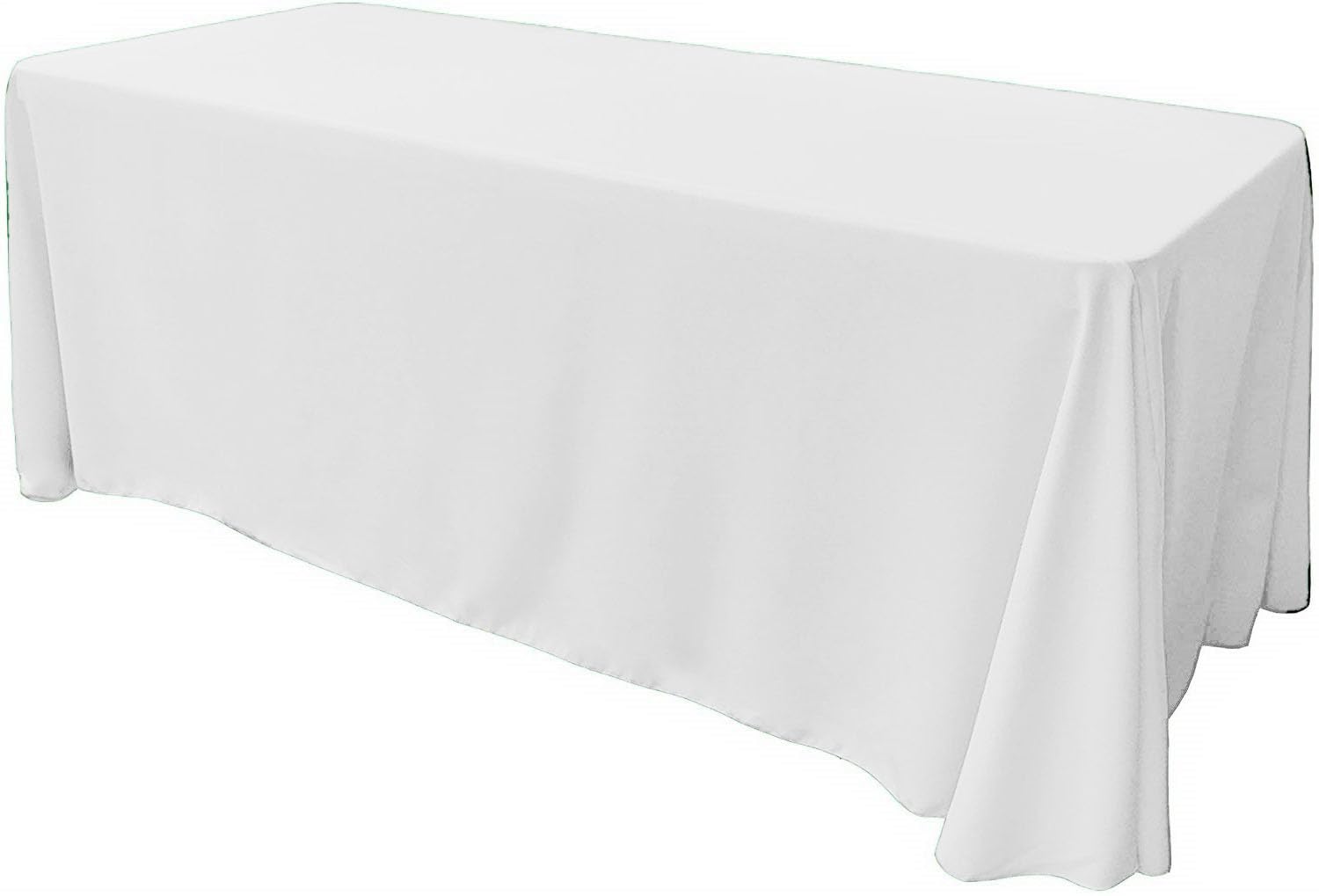 New Creations Fabric & Foam Inc, 90" Wide x 108" Long Rectangular SEAMLESS Polyester Poplin Tablecloth With Rounded Corners, White