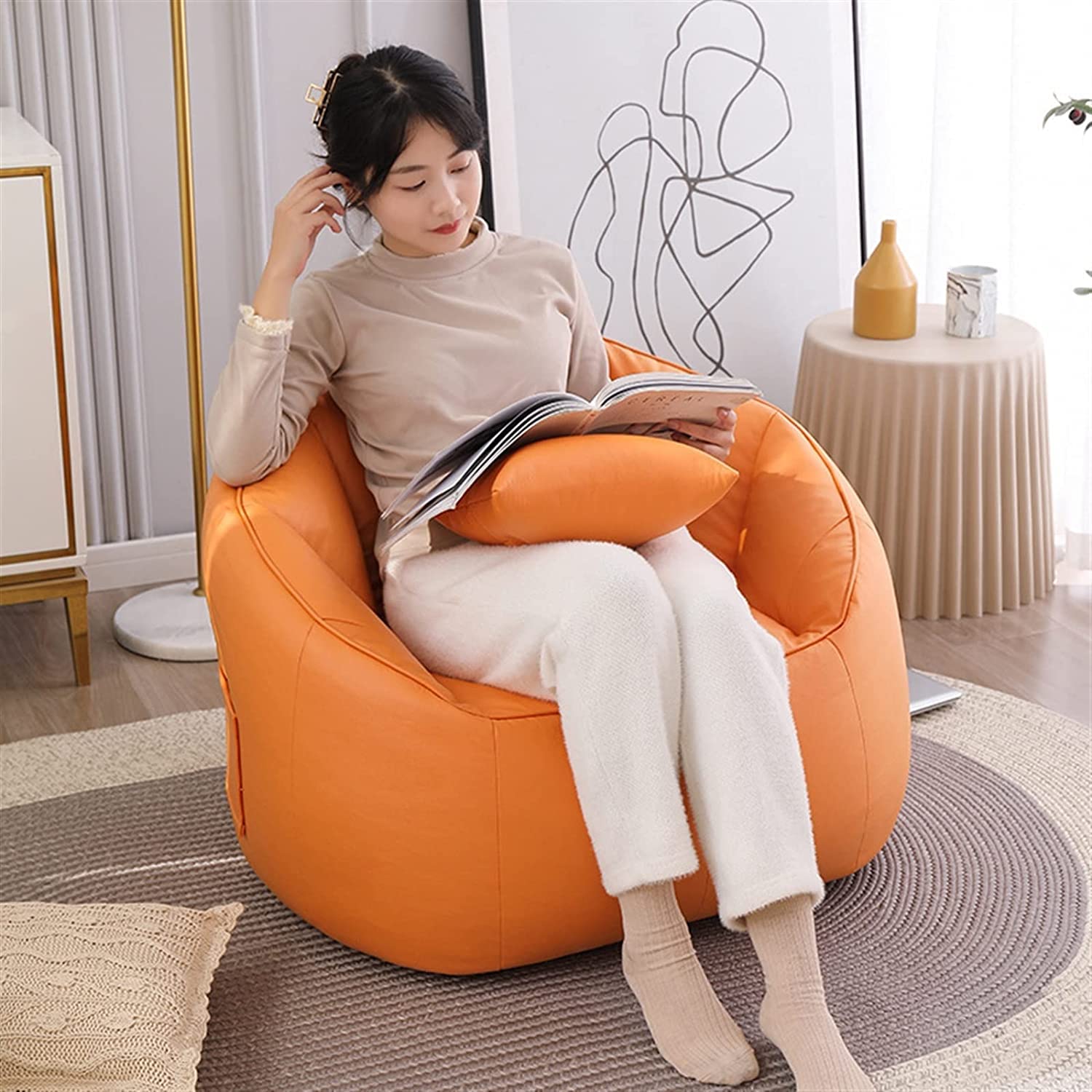 GAENZA New Beanbag Comfortable and Breathable Bean Bag Chair Balcony Leisure Lounger Recliner Sac Shell Shaped Clean Breathable Lazy Sofa Bean Bag Sofa