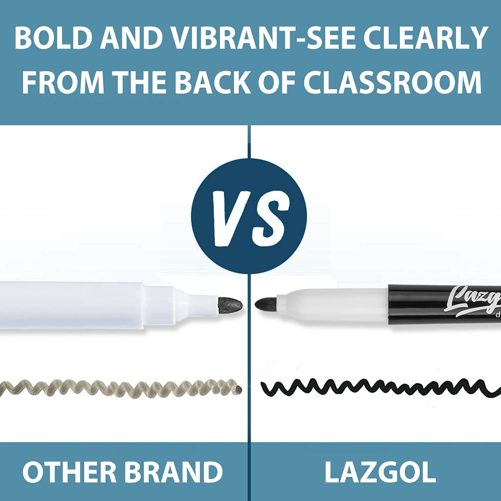 Dry Erase Markers Bulk, LAZGOL 60 Pack Black Low Odor Whiteboard Markers, Fine Point Dry Erase Markers Perfect for Writing on Dry Erase Whiteboard Mirror Glass for School Office Home