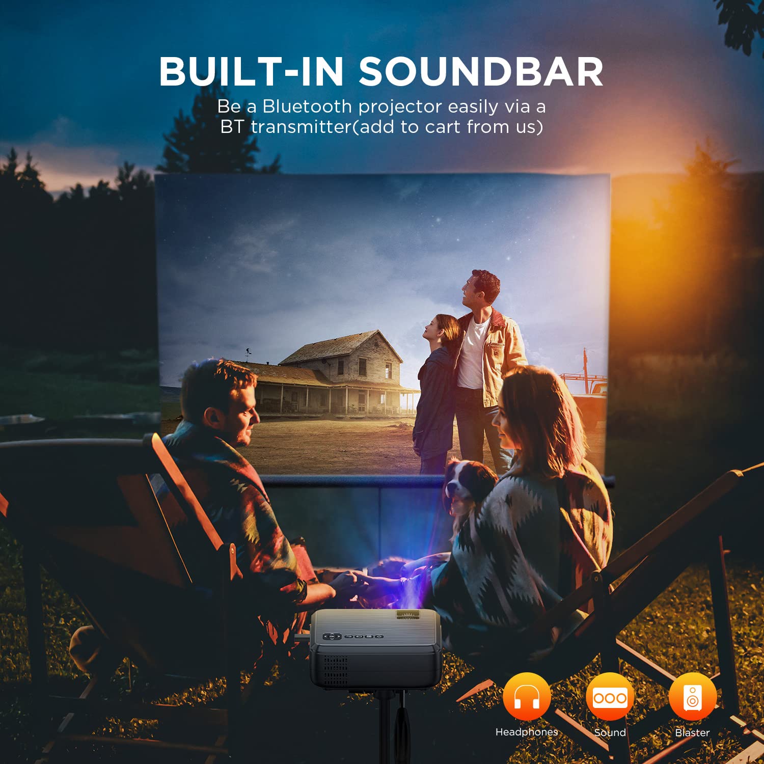 Mini WiFi Projector for Outdoor Movies, 8500L High Brightness, 1080p HD Video Projector for iPhone & 200'' Display Supported, Compatible with Phone/TV Stick/HDMI/USB/VGA, Home Theater