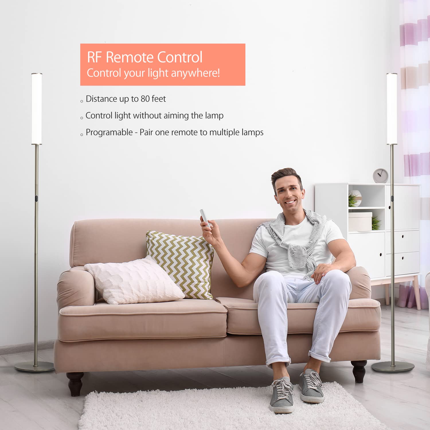 O’Bright Dimmable LED Torchiere Floor Lamp, 270° Tilt Head, 3000 Lumens, Adjustable Brightness, Standing Pole Lamp / Reading Light / Floor Lamps for Living Room, Bedrooms, Dorm and Office (Black)