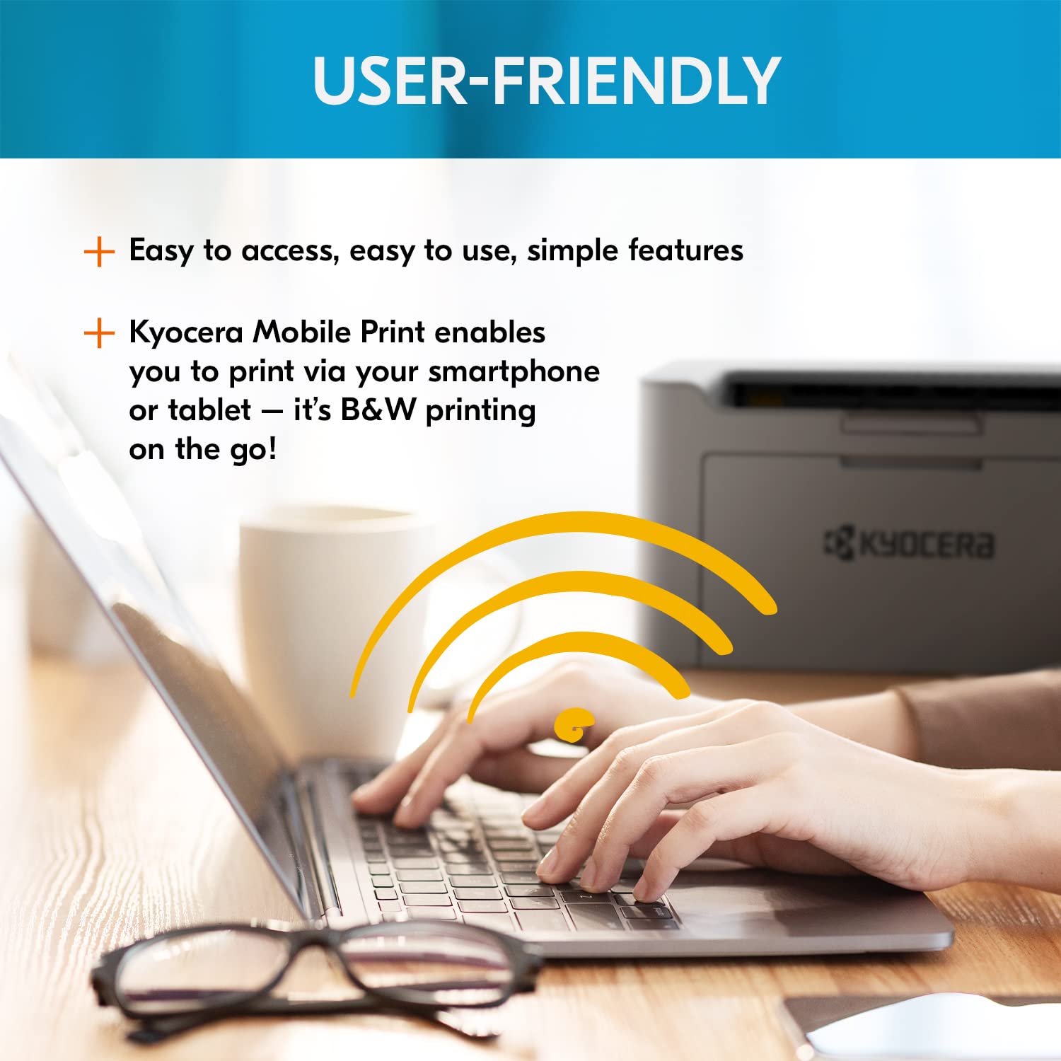 Kyocera PA2000w Monochrome Laser Printer, 21 ppm, Standard Wireless & USB 2.0, 600dpi, LED Display, 150 Sheet Paper Capacity & Output Tray up to 50 Sheets, and 32MB Memory