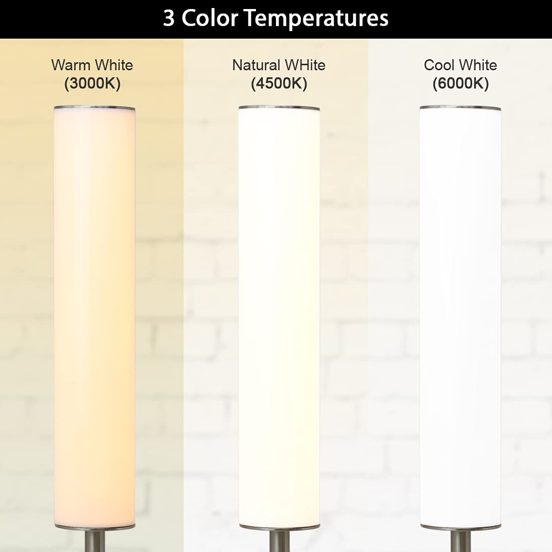 O’Bright Dimmable LED Torchiere Floor Lamp, 270° Tilt Head, 3000 Lumens, Adjustable Brightness, Standing Pole Lamp / Reading Light / Floor Lamps for Living Room, Bedrooms, Dorm and Office (Black)