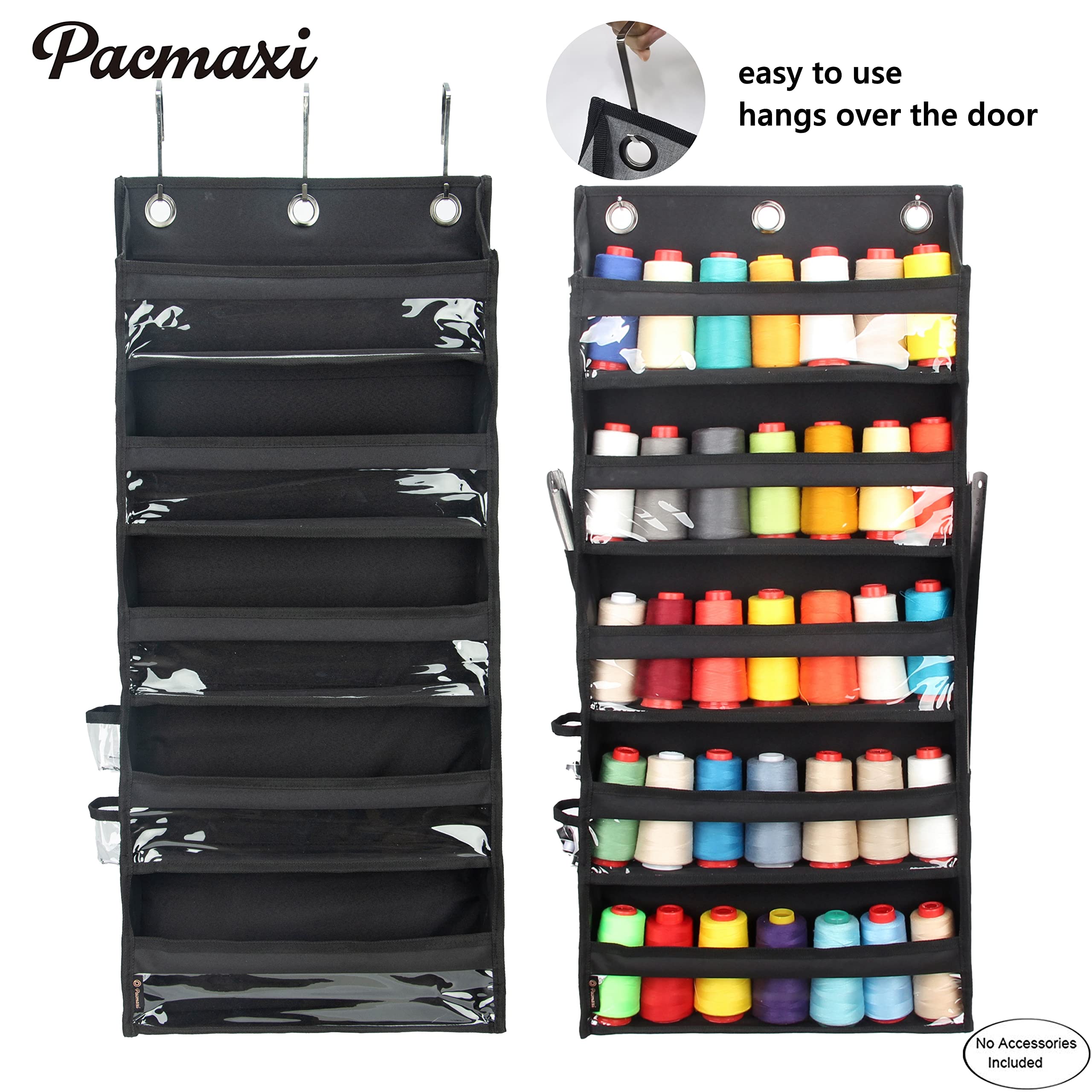 Hanging Sewing & Embroidery Thread Rack Storage, Wall-Mounted Sewing Thread Organizer with 5 Compartments, Over The Door Sewing Organizer Storage for Embroidery Quilting and Sewing Threads (Grey)