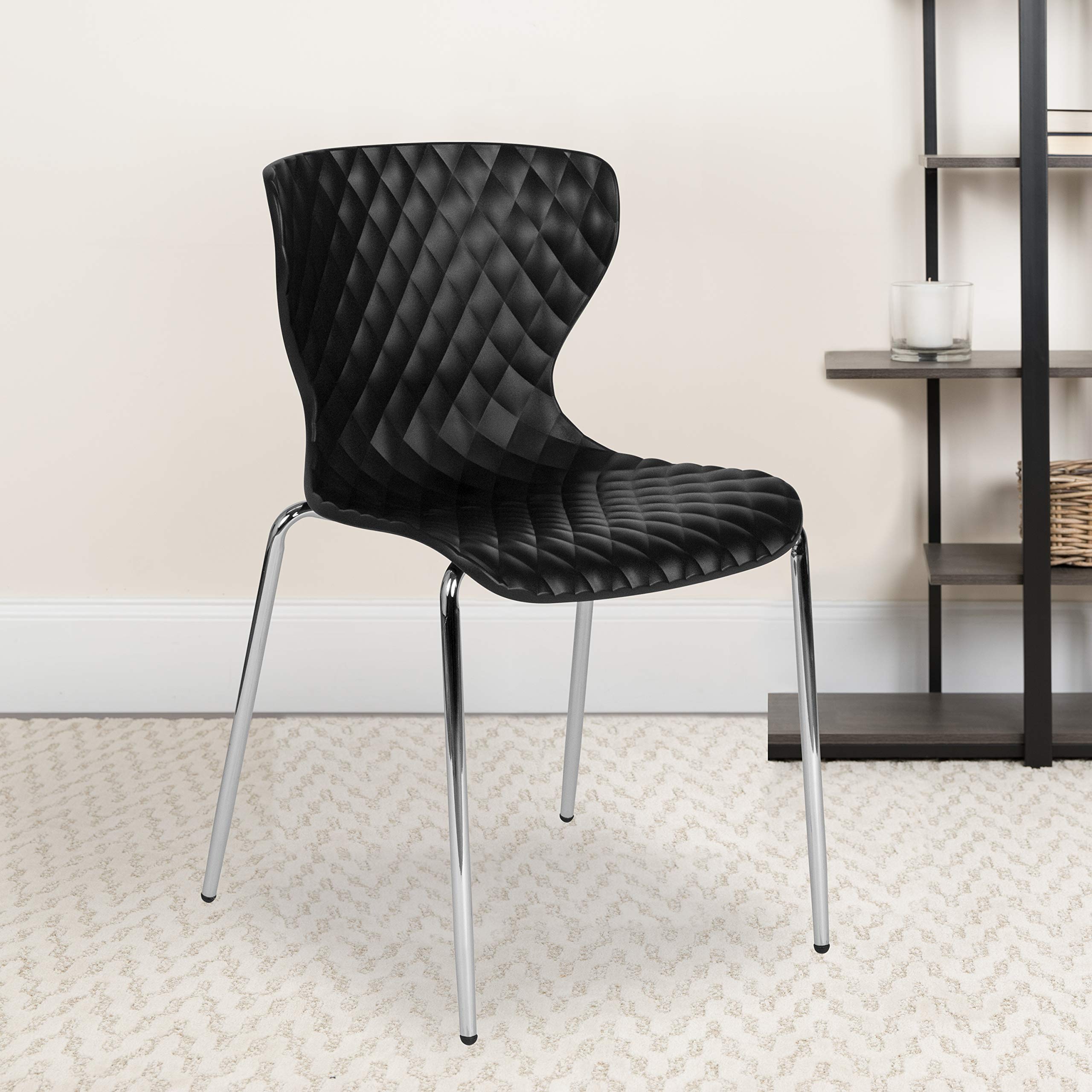 EMMA + OLIVER Contemporary Design Orange Plastic Stack Chair