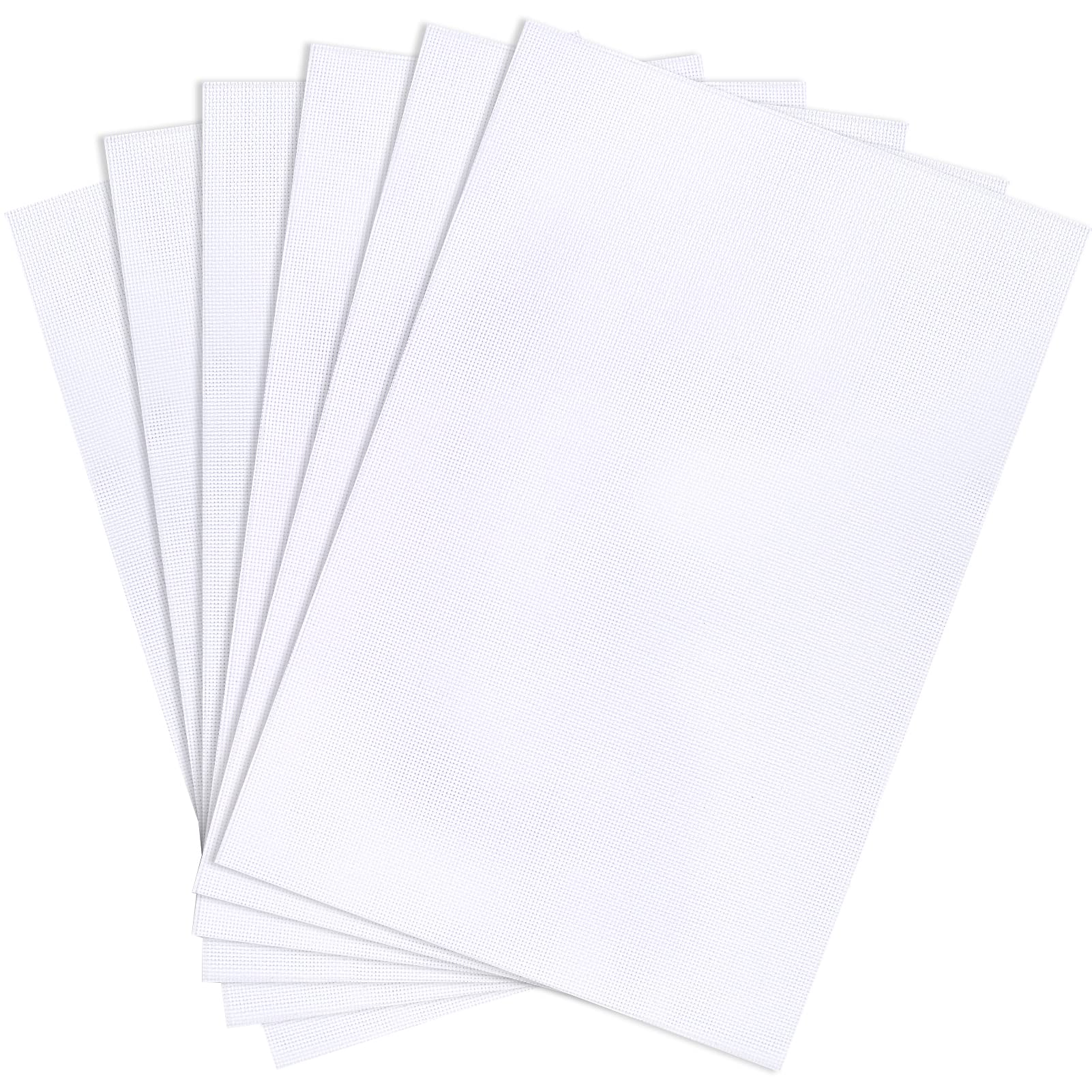 Caydo 6 Pieces Aida Cloth 14 Count White Cross Stitch Fabric for Craft Embroidery, Handmade Needlework, DIY Handicrafts, 12 by 18-Inch