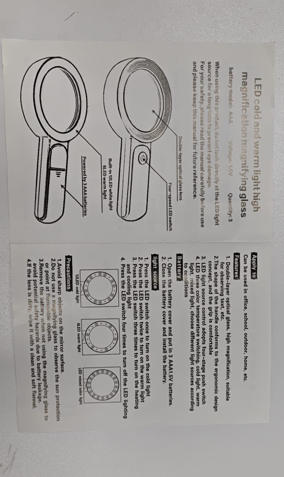 Magnifying Glass with Light, 30X Handheld Large Illuminated Magnifier, Reading Magnifying Glass with for Seniors Read, Coins, Stamps, Map, Inspection, Macular Degeneration