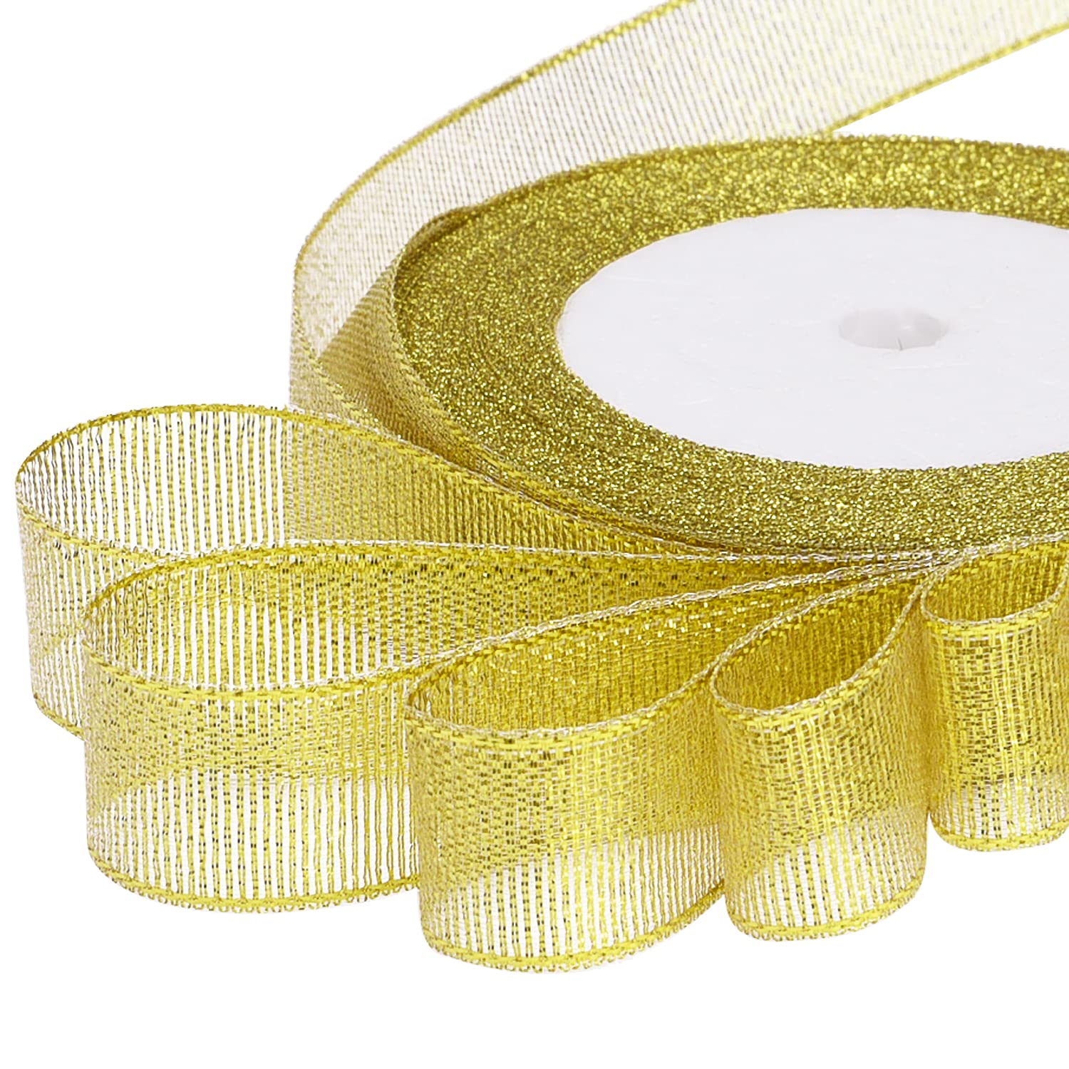 Livder 3 Rolls 75 Yards in Total Metallic Glitter Ribbon for Gift Wrapping Birthday Holiday Graduation Party Decoration (Golden, Silvery, Silver-Black)
