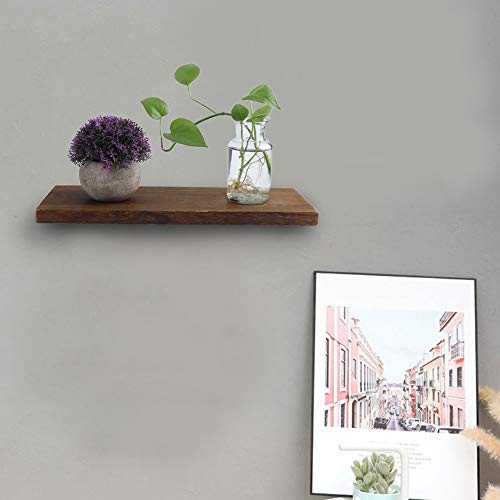 AMONIDA Floating Shelves, Brown Paulownia Wall Mounted Floating Wall Shelves, Rustic Wood Wall Shelves, Storage Shelves for Bedroom, Living Room, Bathroom, Kitchen, Office and More(11.8x5.5x0.8in)