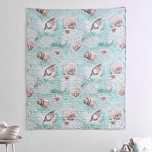 Barefoot Bungalow Ocean Throw Blanket, 50 x 60-inch, Turquoise